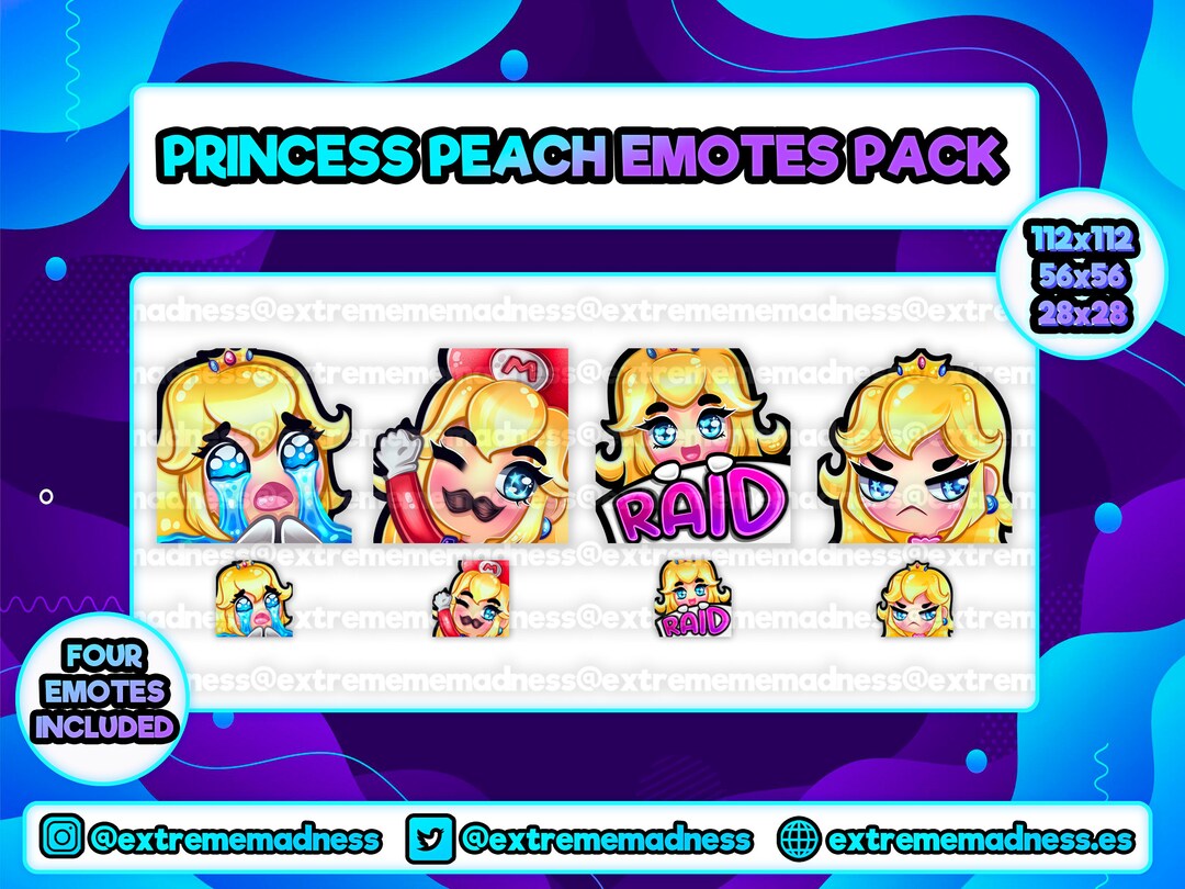 X4 Princess Peach Emotes Pack Emote Set Twitch Emotes Discord Stream ...