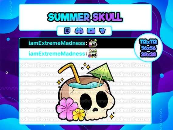 Summer Skull Twitch Emote Discord Youtube Streamer GG BRB WP - Etsy