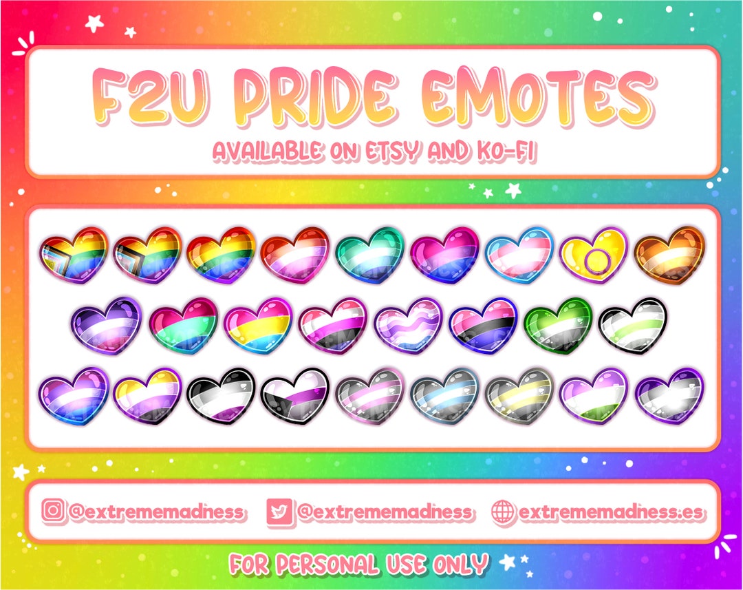 X26 F2U Pride Heart Emotes for Twitch & Discord Free Emotes Streamer ...