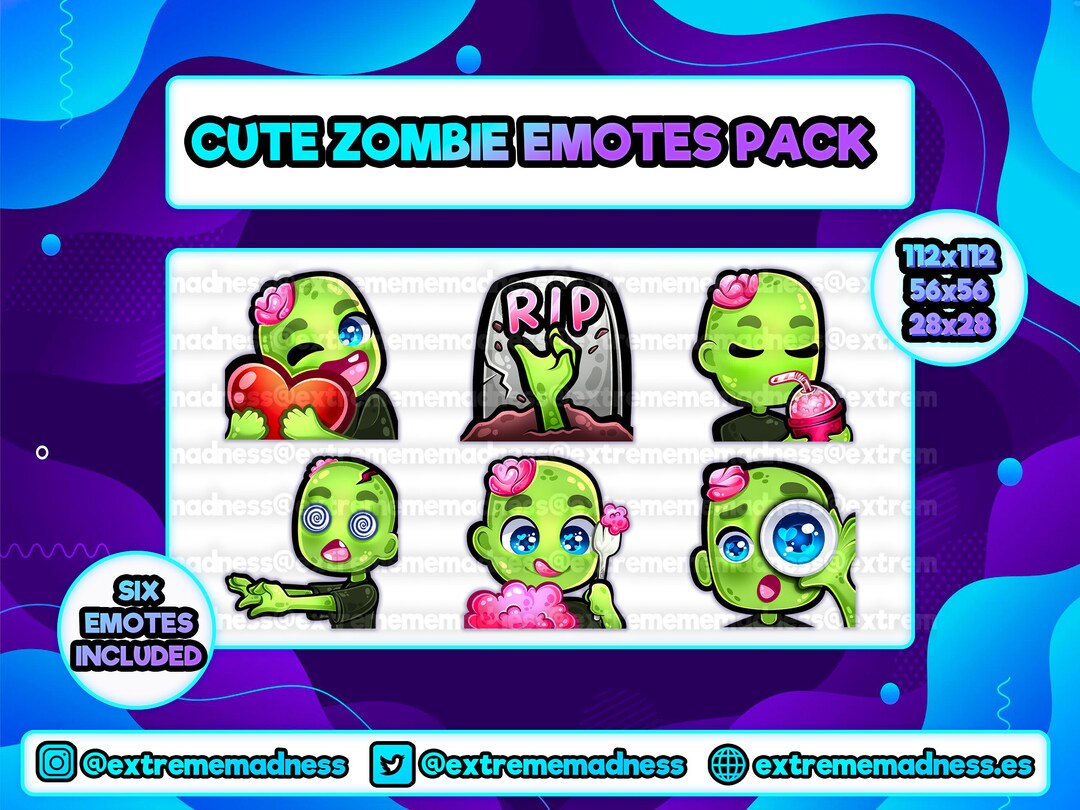 X6 Cute Zombie Twitch Emotes Pack Emote Set Discord Emotes - Etsy