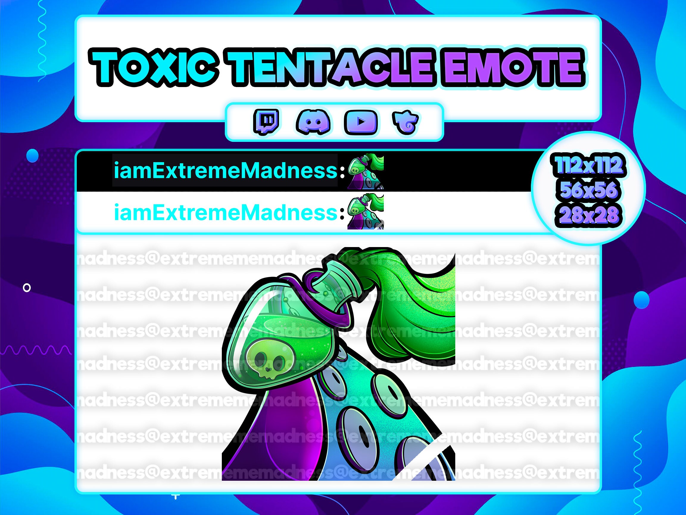 Toxic Tentacle Twitch Emote Discord Youtube Stream Sea Ocean - Etsy UK