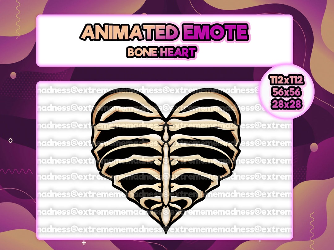 Bone Heart Twitch Animated Emote Stream Skeleton Bones Love Valentine's ...