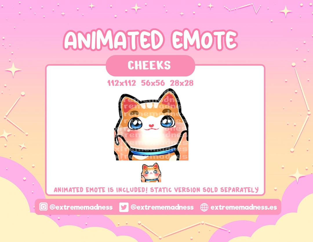 Cute Cat Cheek Wiggle Emote for Twitch Streamers Discord Kawaii Funny ...