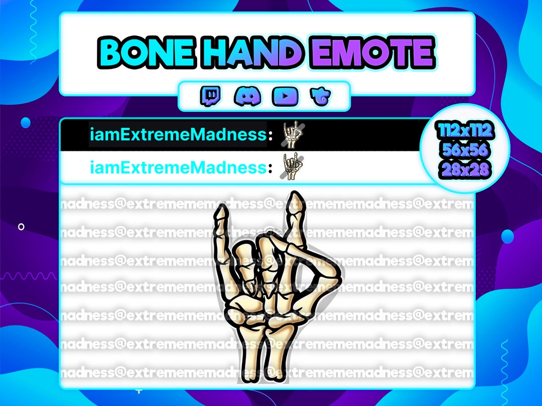 Rock on Twitch Emote Bone Hand Discord Streamer Youtube Well Play Emo ...