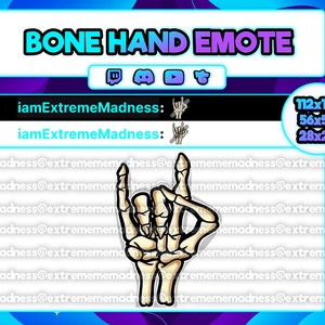 Rock on Twitch Emote Bone Hand Discord Streamer Youtube Well Play Emo ...