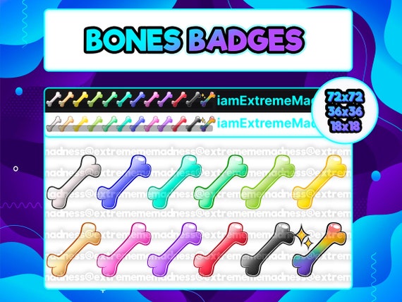 X12 Bones Twitch Sub-bit Badges Discord Youtube Streamer | Etsy