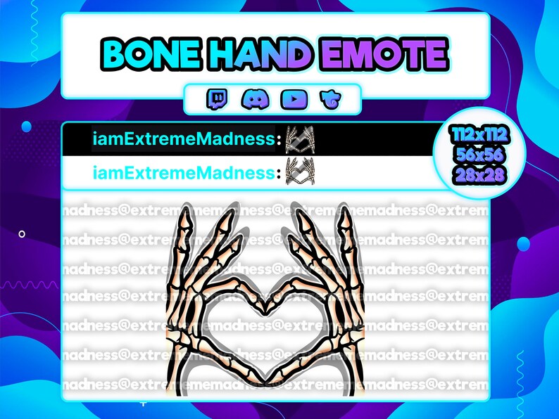 Heart Bone Hand Twitch Emote Youtube Discord Streamer Creepy - Etsy