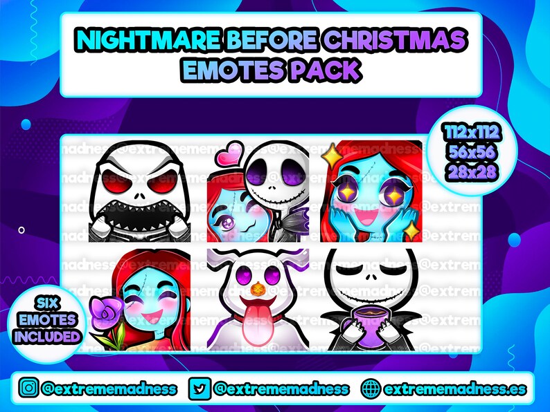Nightmare Before Christmas Twitch Emotes Pack Emote Set - Etsy