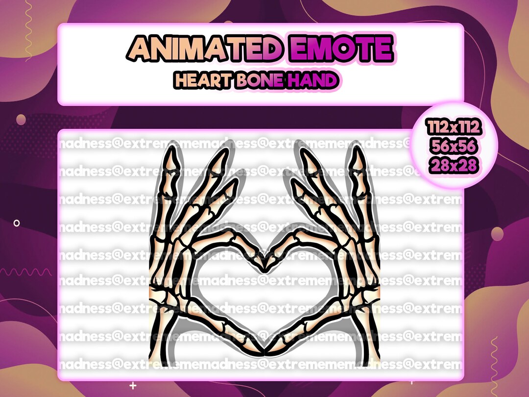 Heart Bone Hand Twitch Animated Emote Youtube Discord Streamer Creepy ...