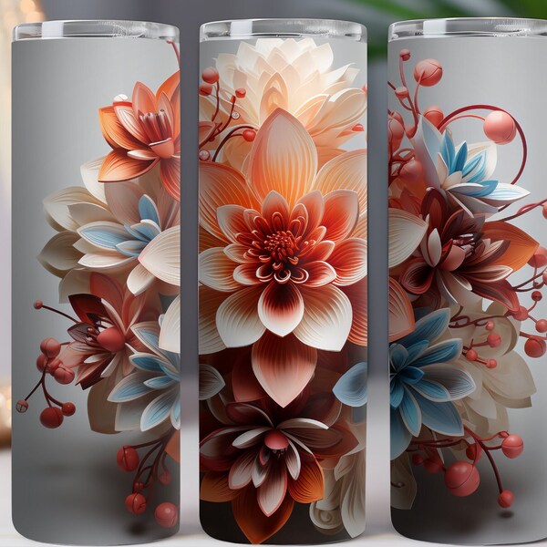 20oz Tumbler Skinny Straight Double Layered Handmade 3D Marble Design ...