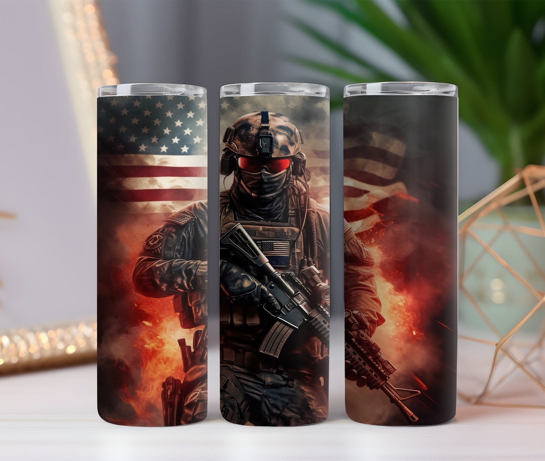3ddesign 20oz Skinny Military Insulated Cup Soldier Tumbler ...