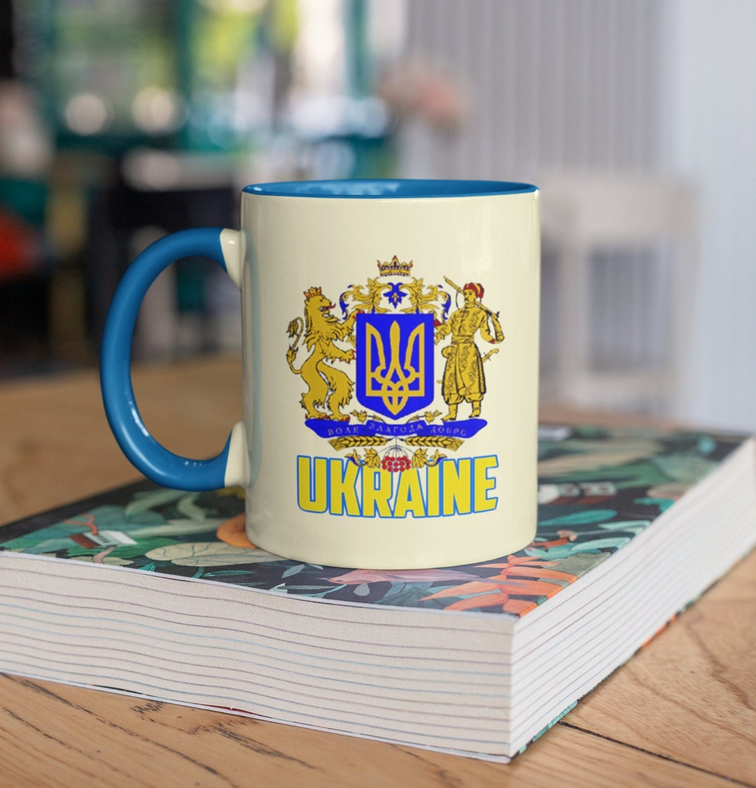 Ukraine Ceramic Coffee Mug, Colorful Rim Handle, Gift From Ukraine - Etsy