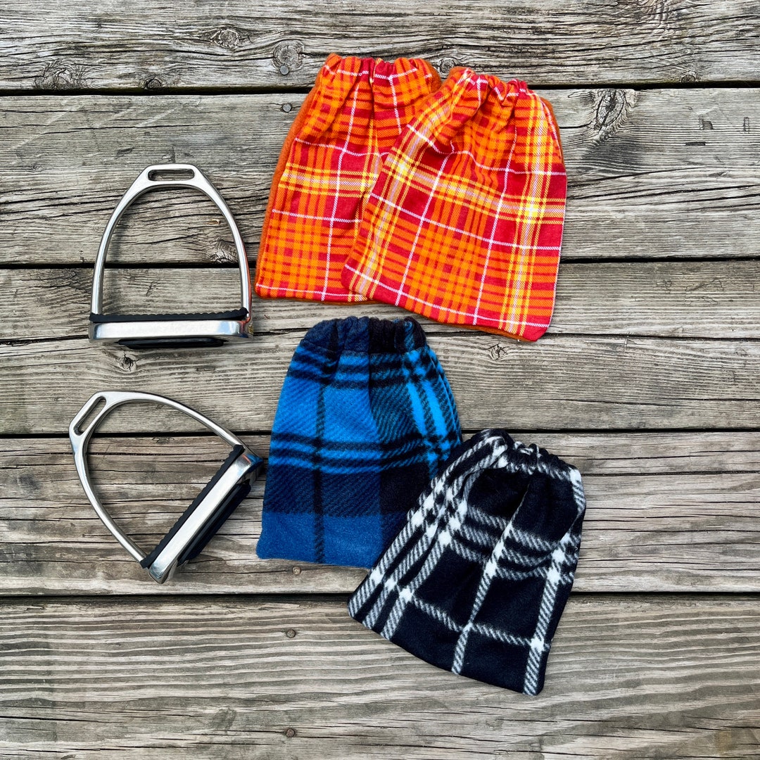 Fleece Large Stirrup Covers for English Saddle orange, Blue, & Black ...