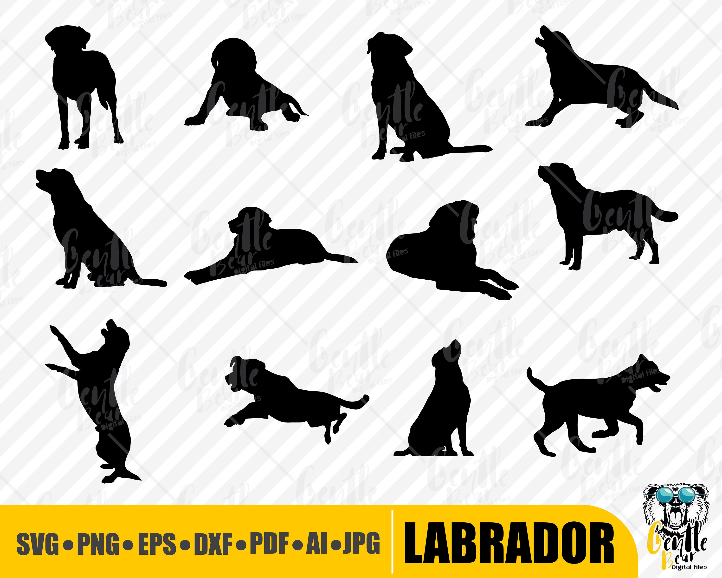 Labrador Retriever Svg Silhouette,labrador SVG Bundle, Labrador Dog Svg ...