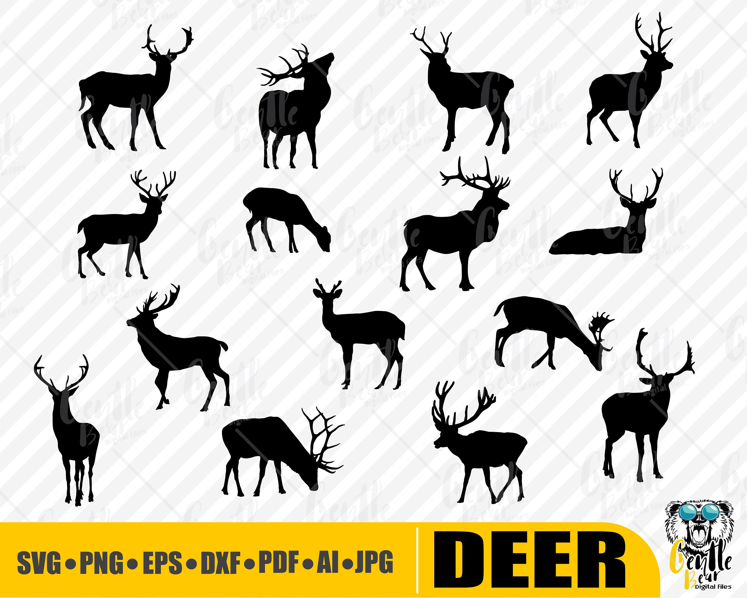 Sika Hirsch Silhouette SVG, Hirsch Bundle, Hirsch Clipart, Hirsch ...