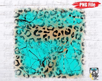 Leopard Print and Turquoise Stone Background Sublimation Png, PNG ...