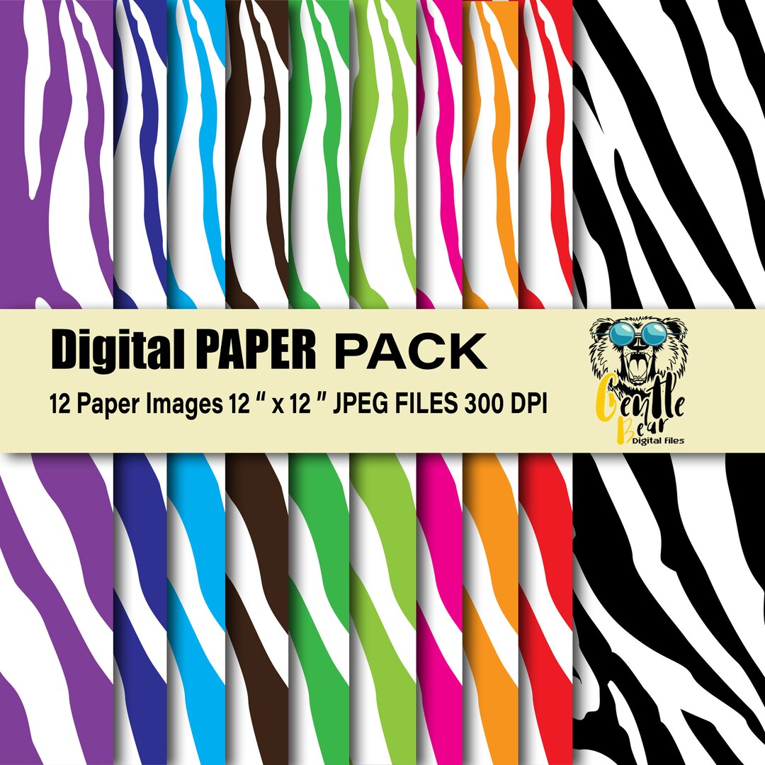 Zebra Print Digital Paperzebra Pattern Background Colorful - Etsy