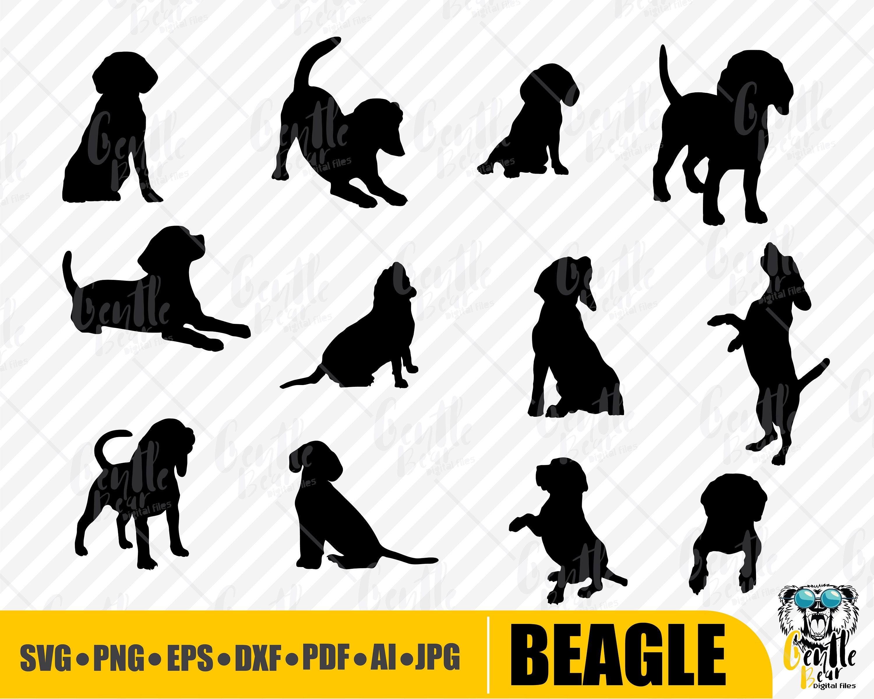 Beagle SVG, Beagle Silhouette Pack, Beagle Shape, Beagle PNG, Beagle ...