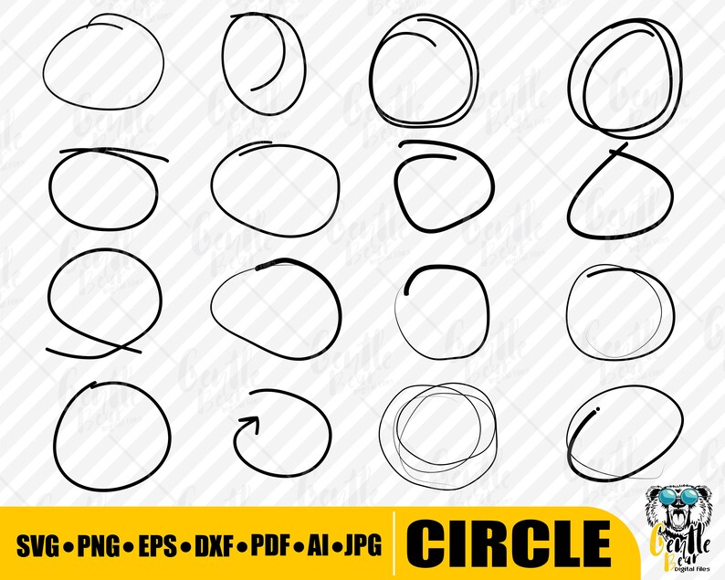 Círculo dibujado a mano SVG, paquete SVG de marco circular, borde de ...