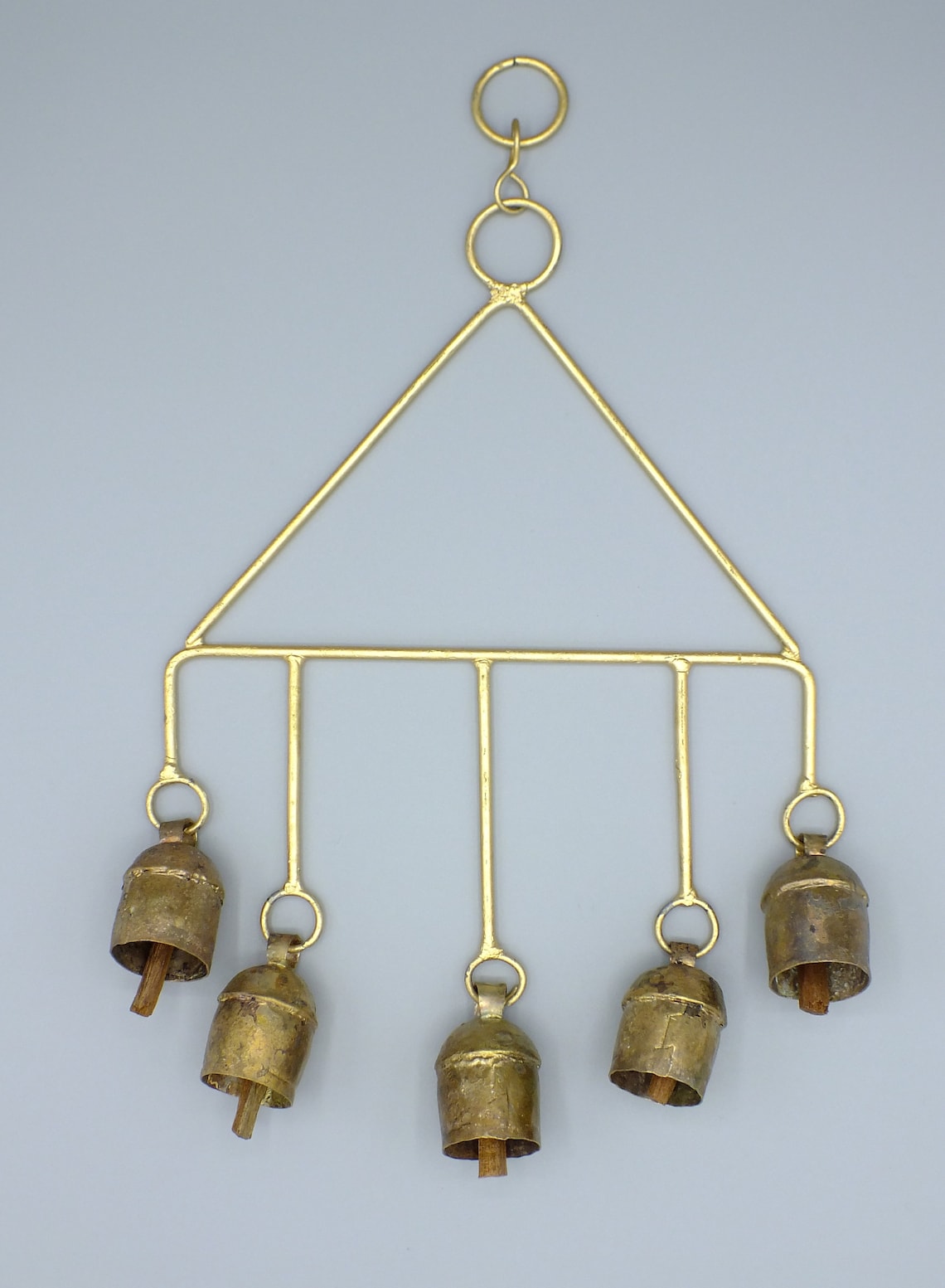 Handmade Copper-clad Triangle-shaped Wind Chime With Hanging Bells ...