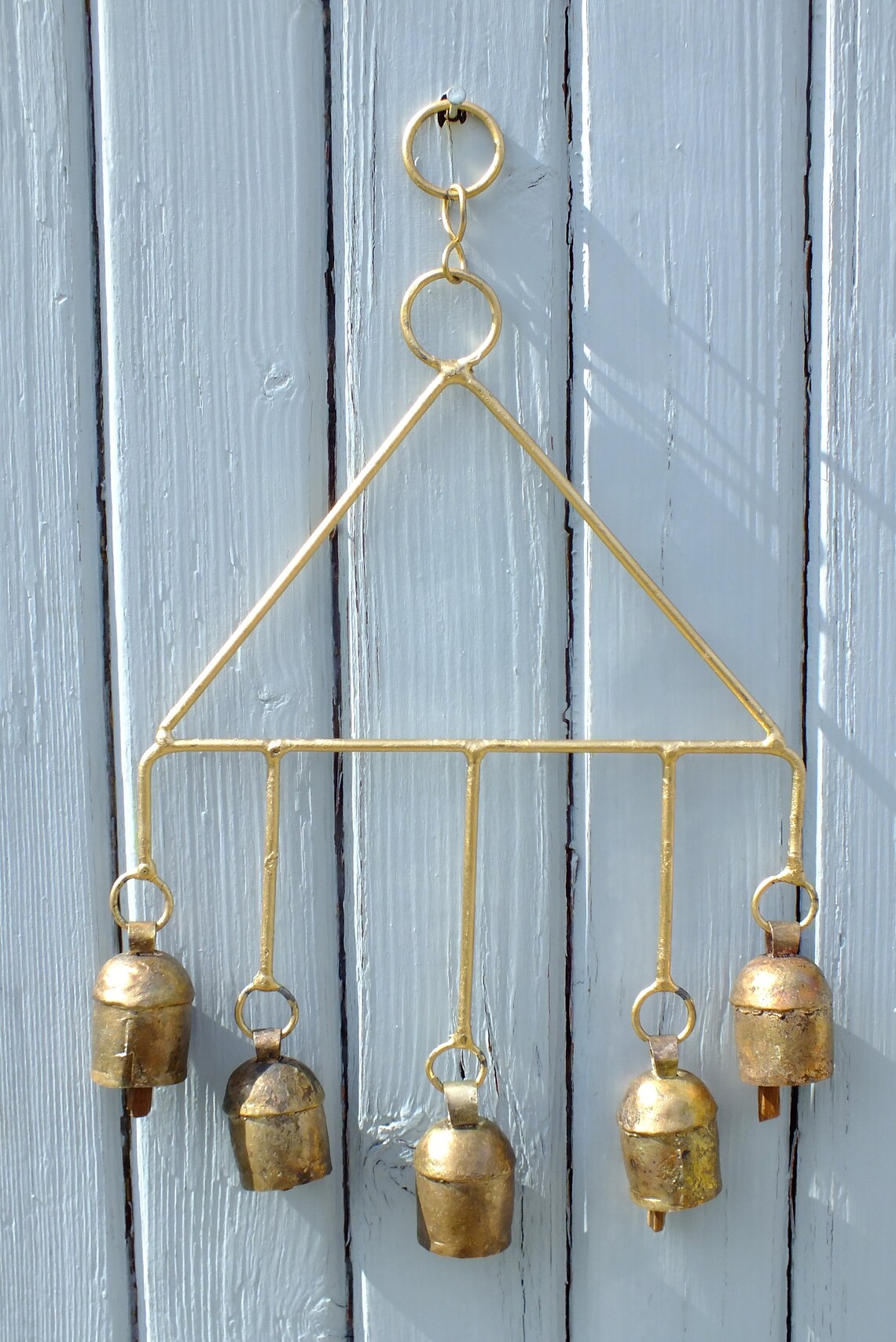 Handmade copper-coated triangle-shaped wind chime with hanging | Etsy