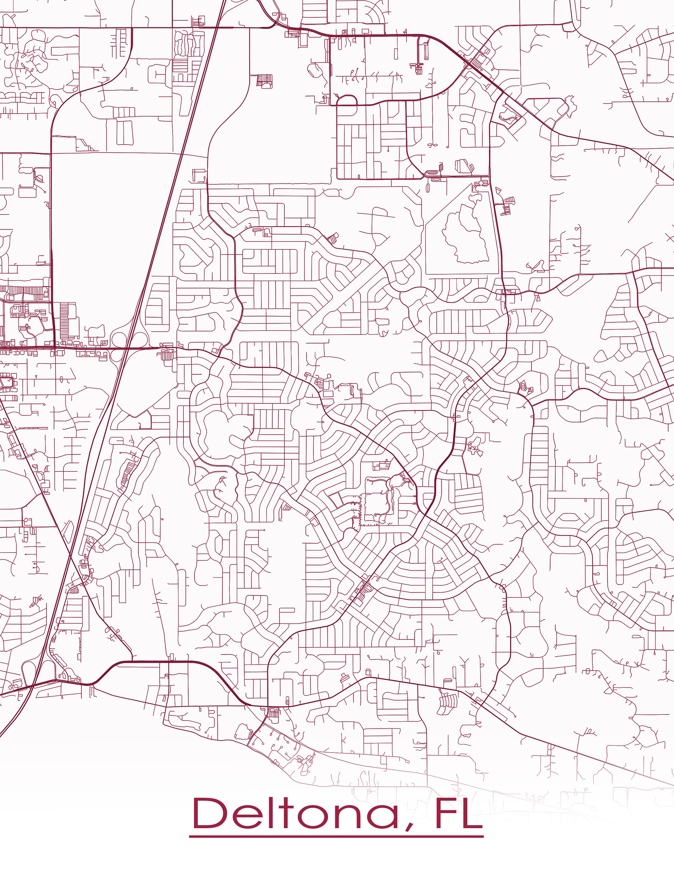 Colored Map of Deltona FL and All Its Roads - Etsy UK