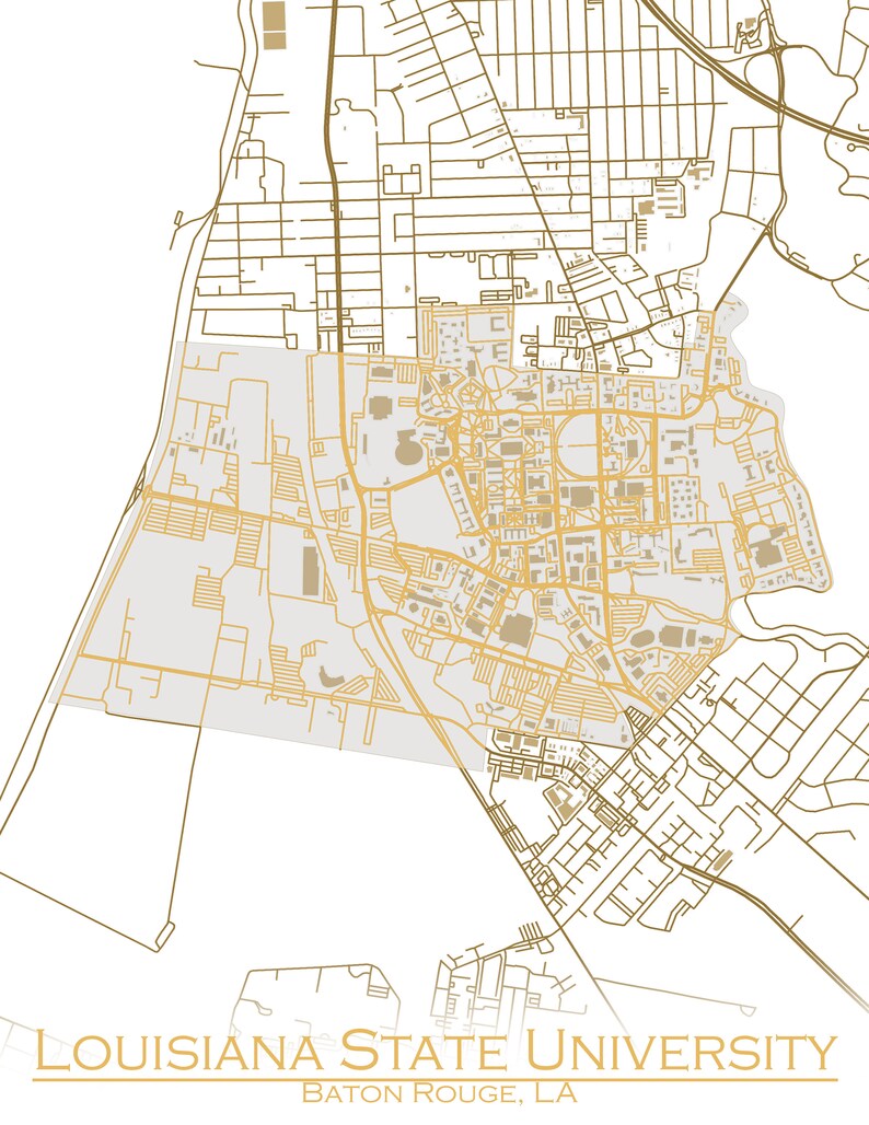 Colored Map of Louisiana State University / LSU and All Its - Etsy