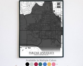 Purdue University Map Print - Etsy