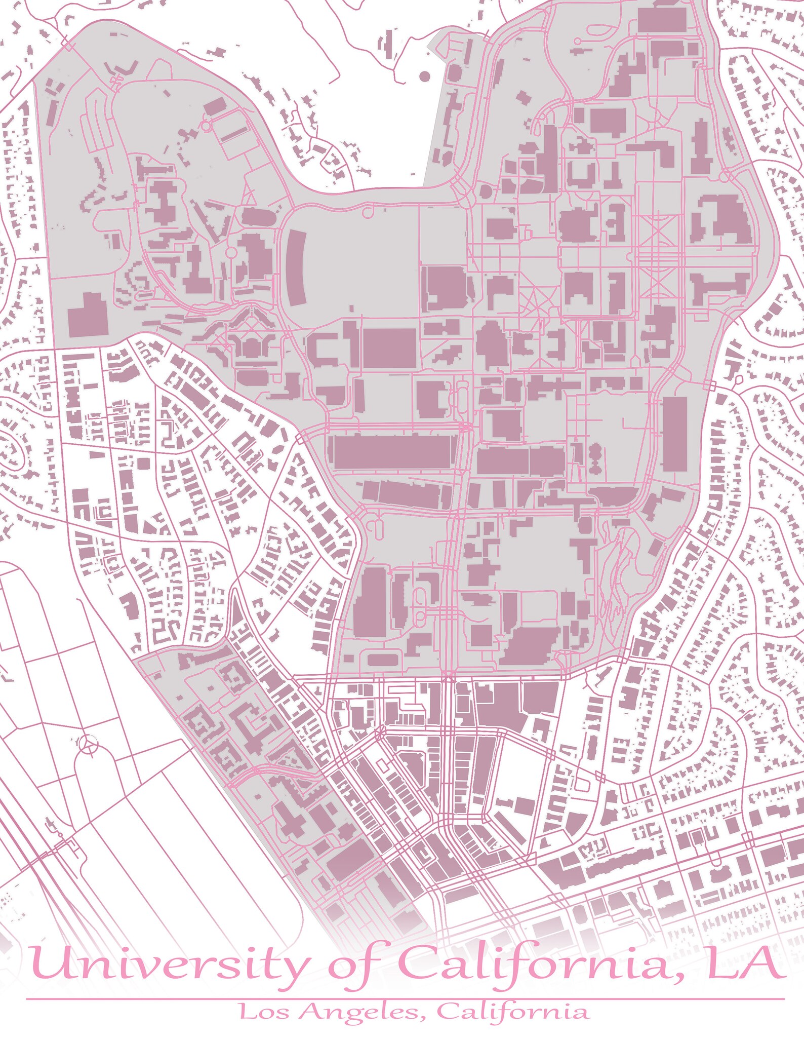Colored Map of UCLA / University of California Los Angeles and - Etsy