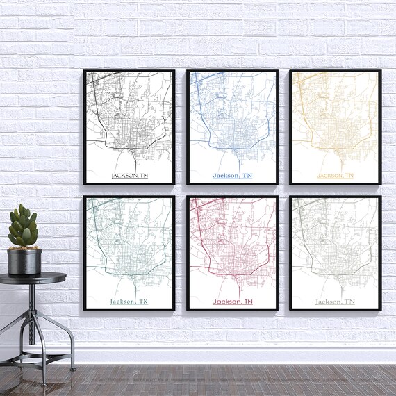 Colored Map of Jackson TN and All Its Roads - Etsy