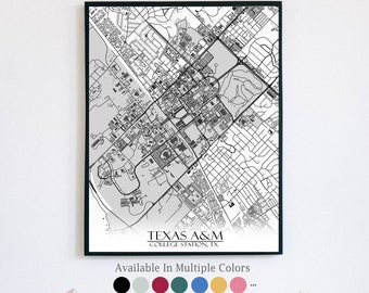 Texas A&m Map | Etsy