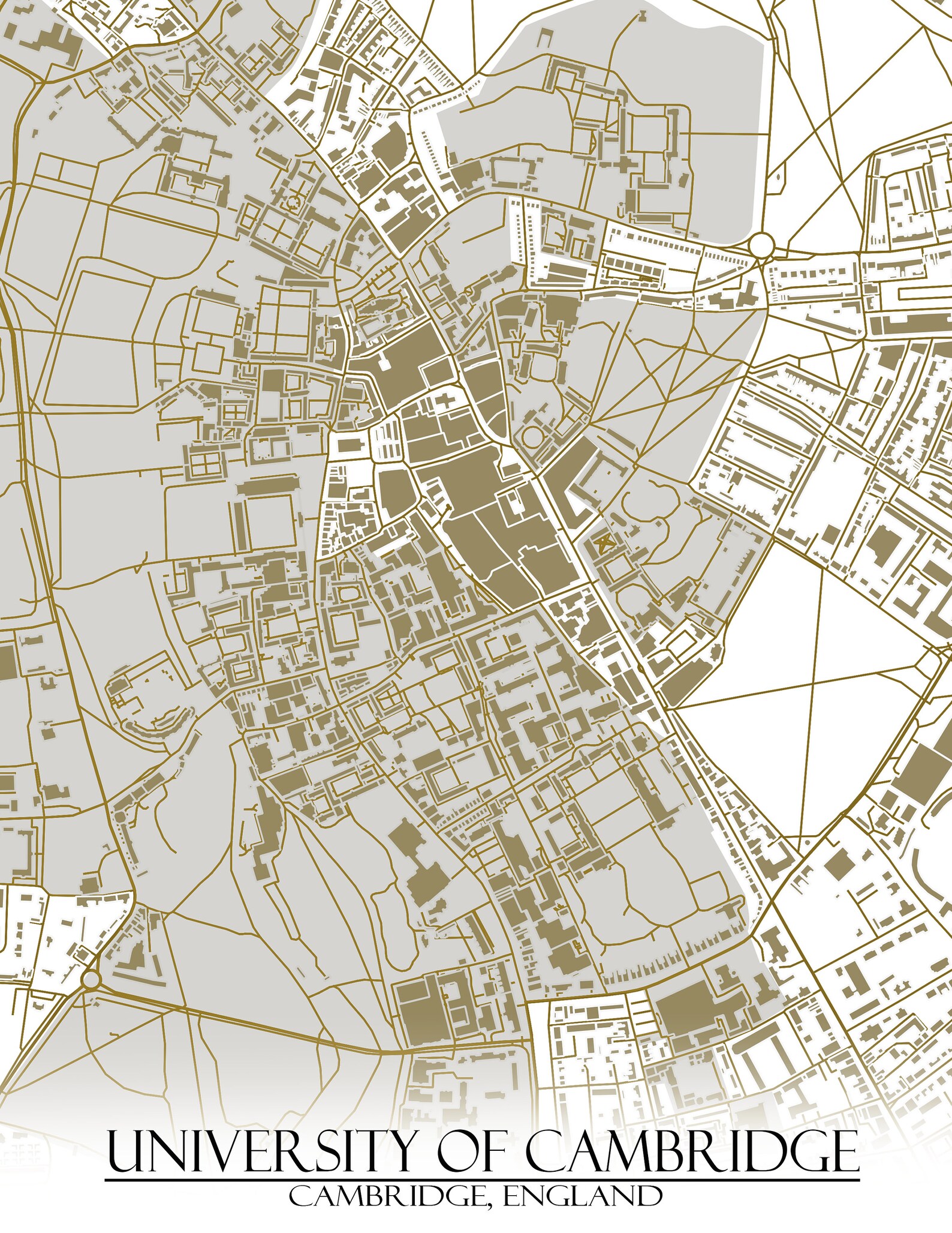 Colored Map of Cambridge University and All Its Roads - Etsy