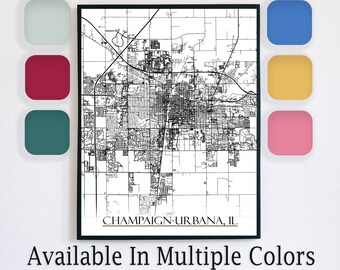 Champaign Urbana Map - Etsy