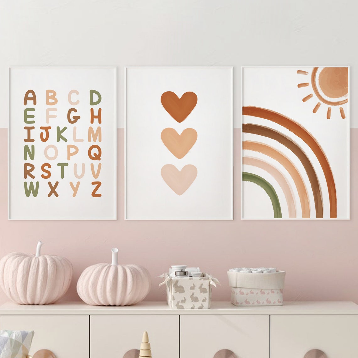 Abc Poster Alphabet Chart Boho Classroom Decor Hearts Sun | Etsy