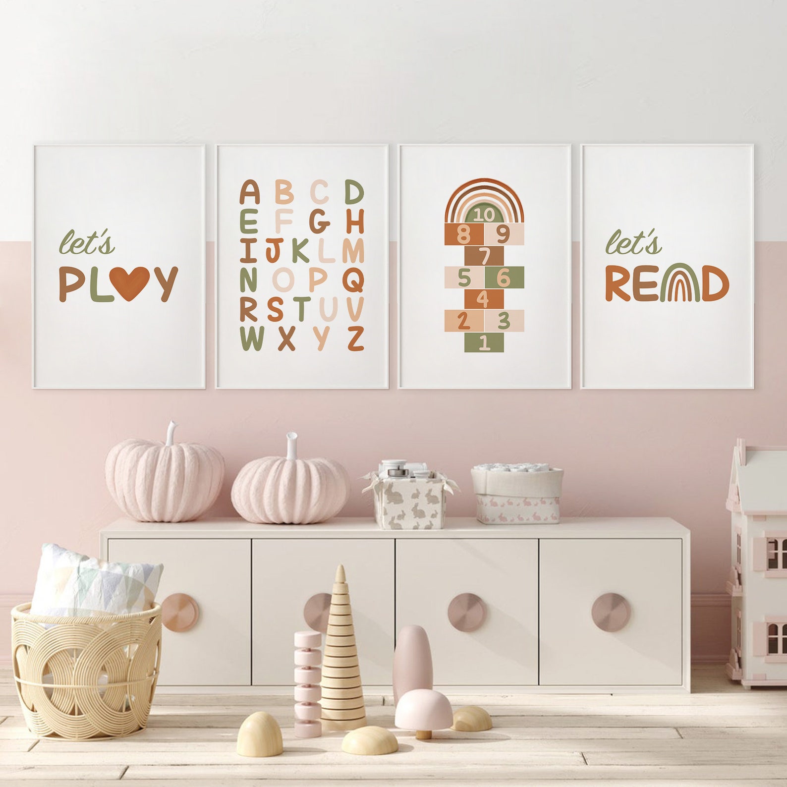 Abc Poster 123 Boho Classroom Decor Rainbow Teacher Gift | Etsy