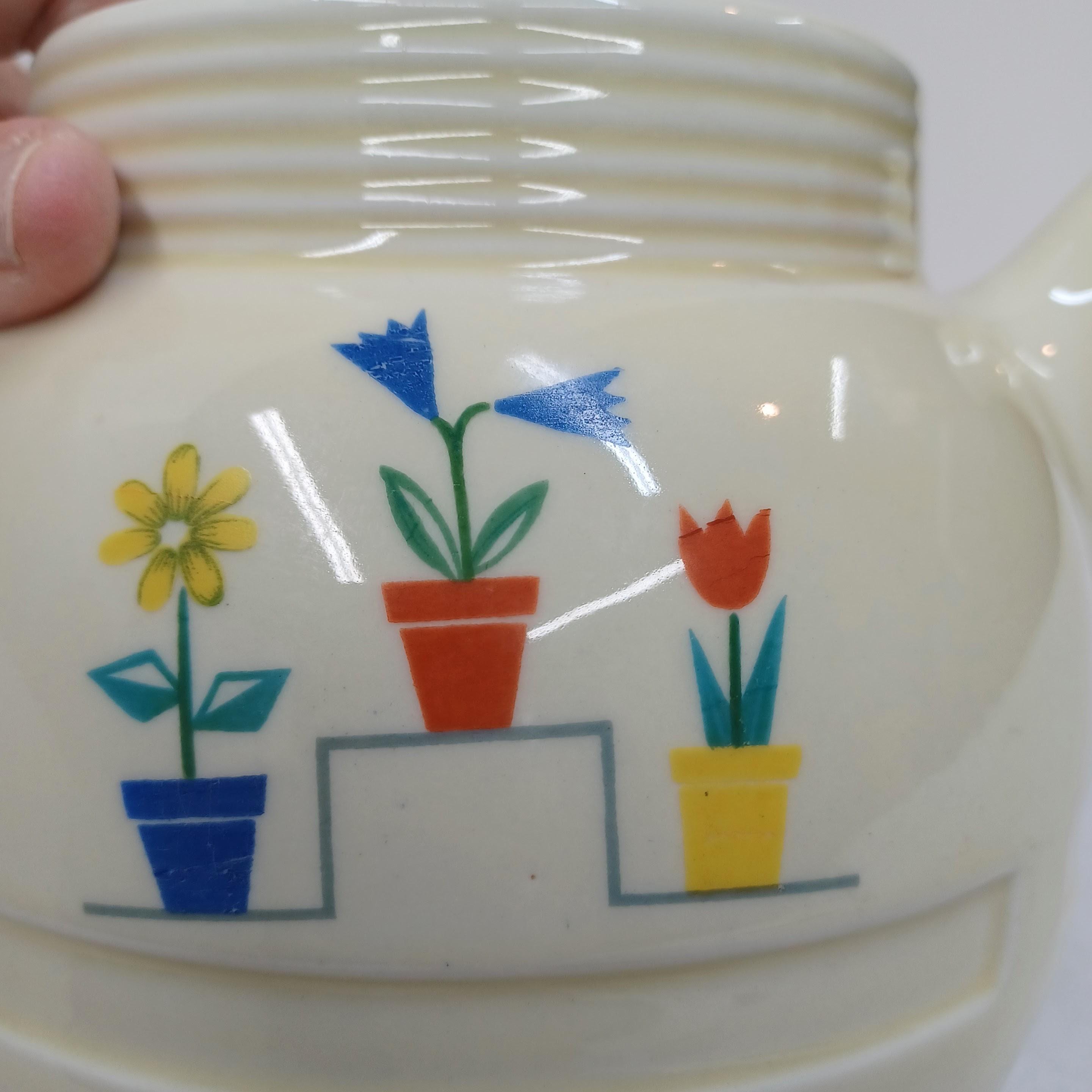 Vintage Art Deco Drip-o-lator Coffee Maker: Ivory Ceramic, Floral ...