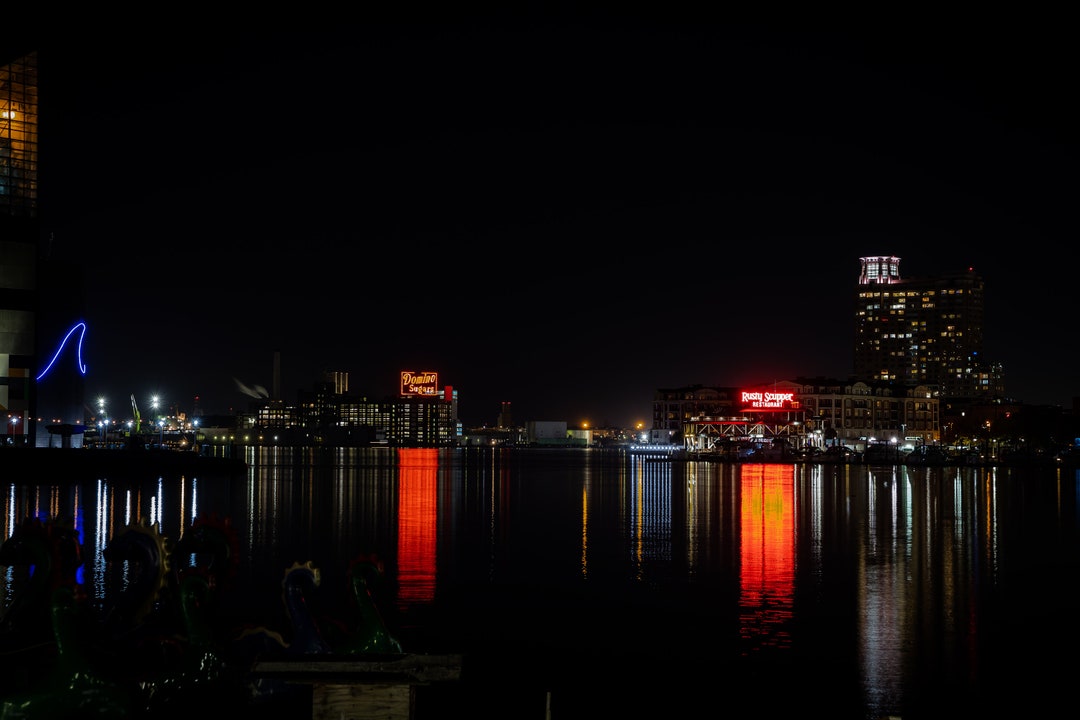Baltimore Harbor at Night - Etsy