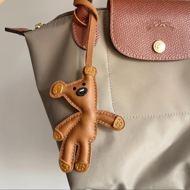 Handmade Mr. Bean's Teddy Leather Bag Charm/keychain Gift Bag Tag ...