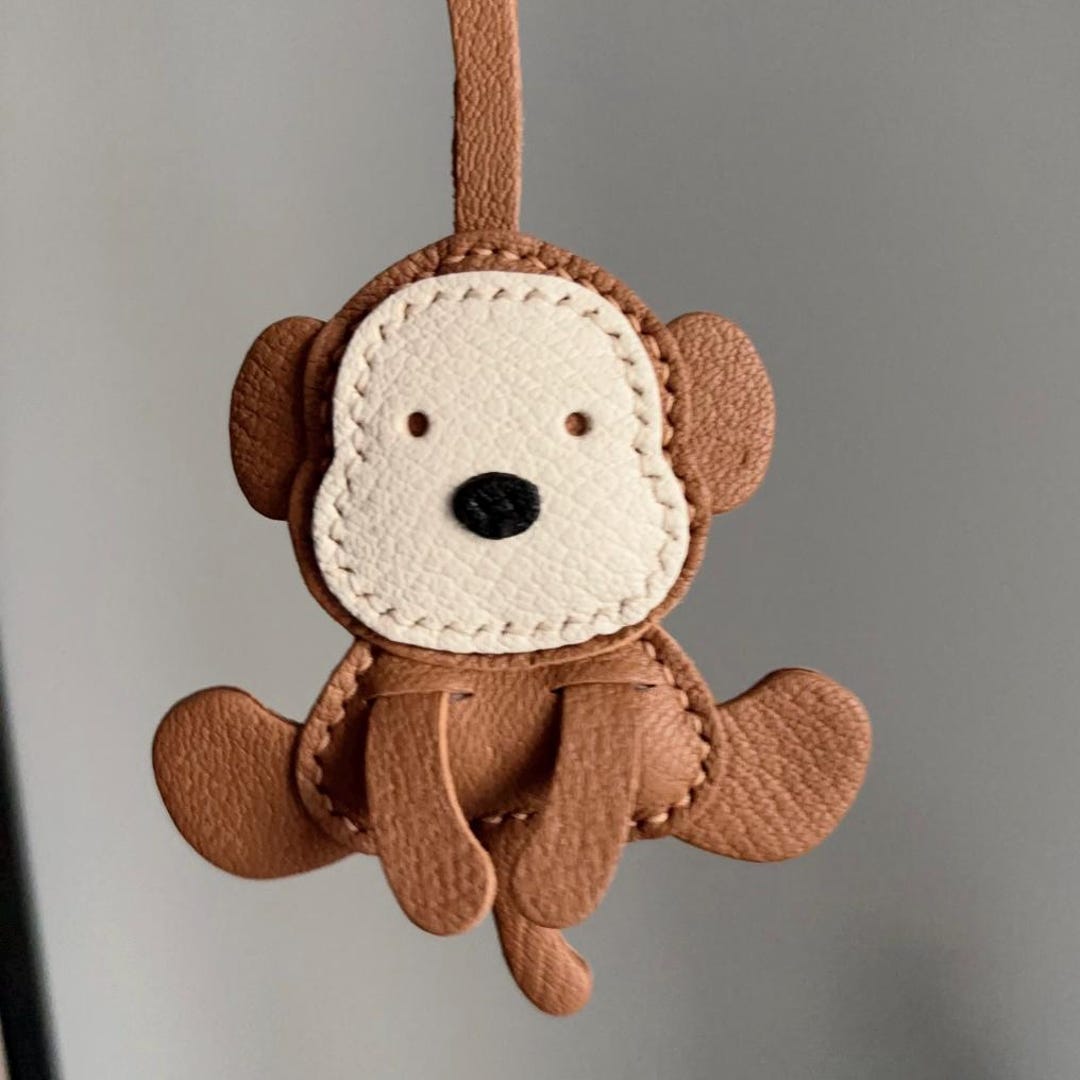 Handmade Monkey Leather Bag Charm/keychain Gift Bag Tag Leather Purse ...
