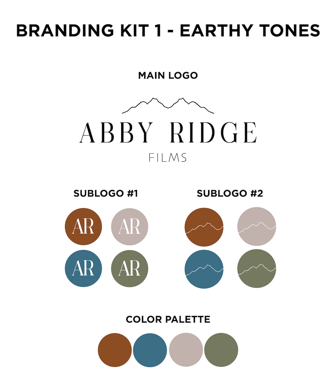 Custom Earthy Branding Kit // Logo Design // Sublogos // | Etsy