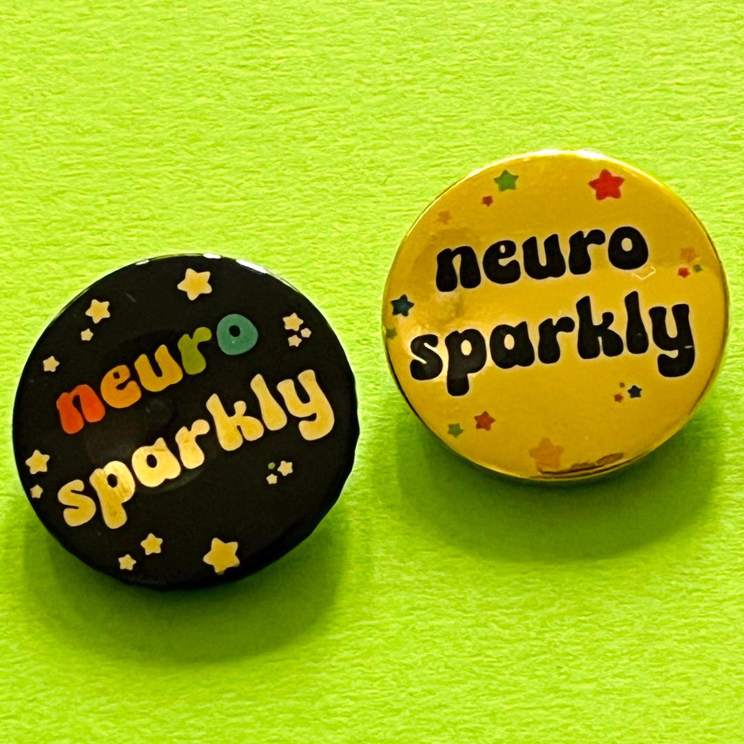 Neurosparkly Badge (or Magnet, Pocket Pebble or Keyring). Lanyard Badge ...