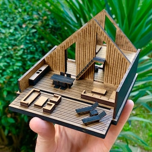 DIY Miniature Scandinavian House Kit, Modern A-frame Micro Dollhouse ...
