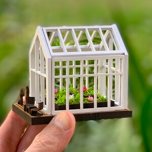 Miniature Conservatory DIY Kit, Dollhouse Greenhouse, Wooden Garden ...