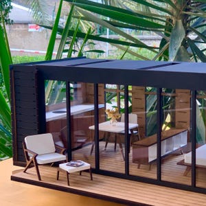 Mid Century Modern Dollhouse Kit 1:12, Stilt Tiny House Architectural ...