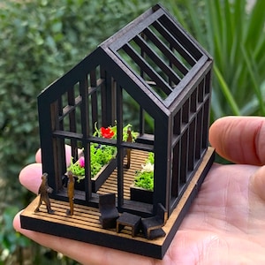 Assembled Miniature Greenhouse, Wooden Conservatory Architectural Model ...