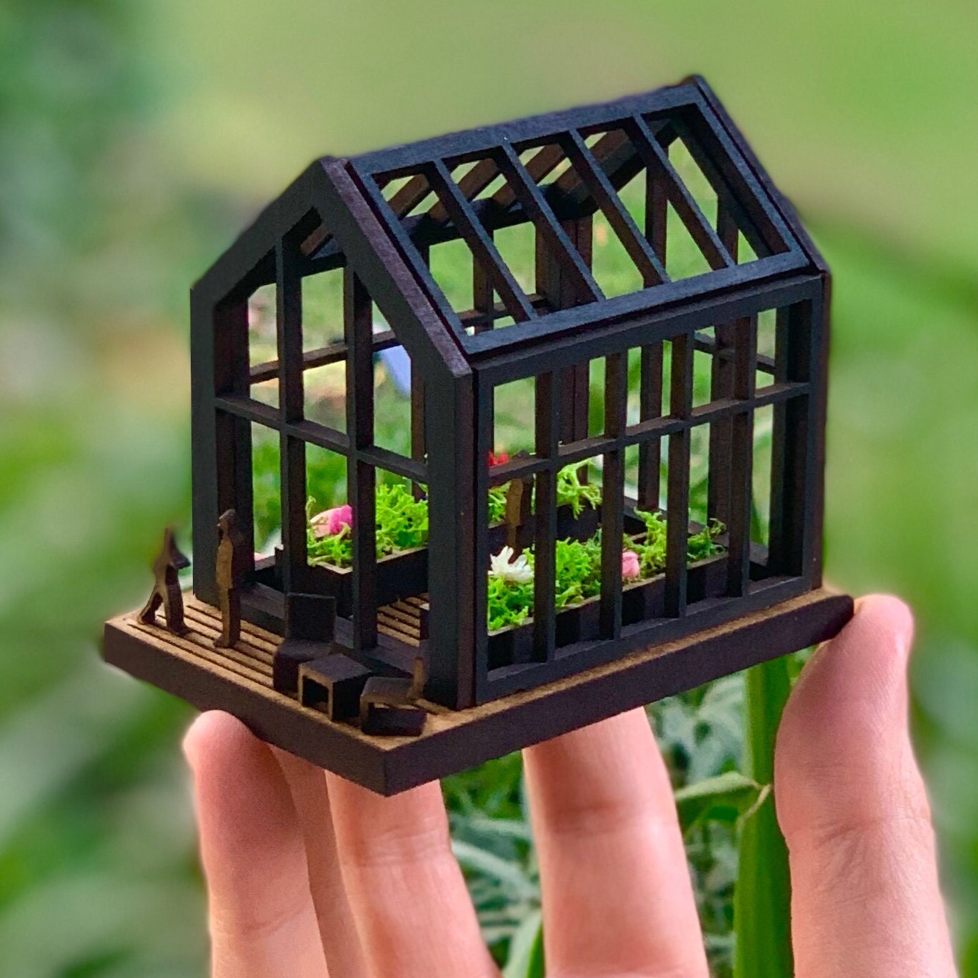 DIY Dollhouse Greenhouse Kit, Miniature Wooden Greenhouse, Miniature ...