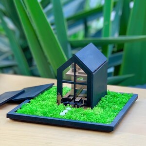 Wooden Architectural Model, Miniature Tiny House DIY Kit, Modern Cabin ...