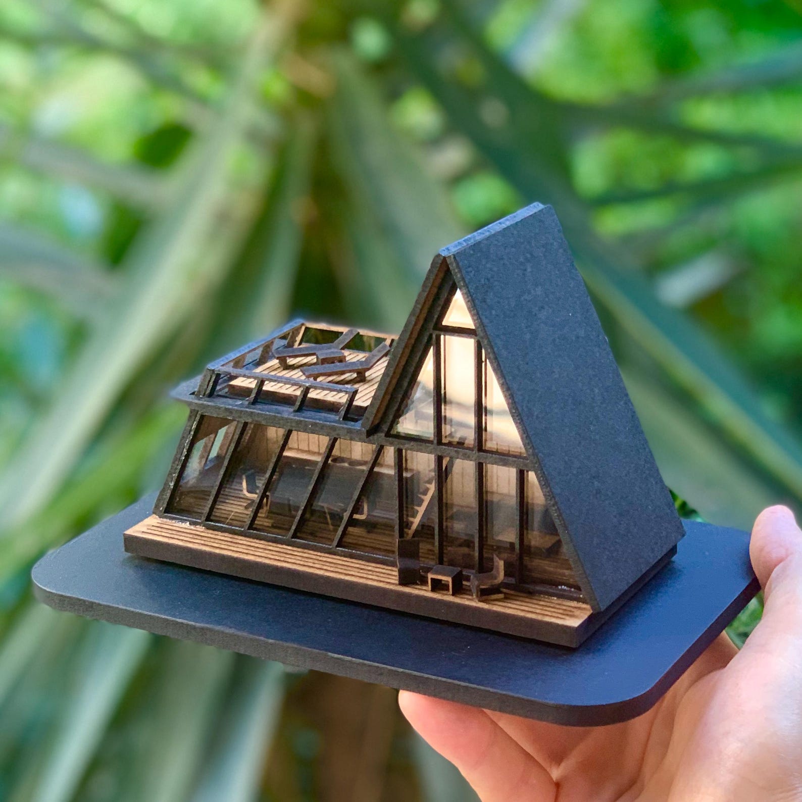 Decorative Wooden Mini House, A-frame Tiny House Architectural Model ...