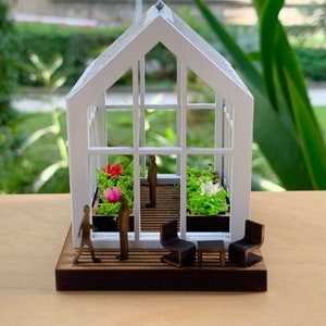 Miniature Conservatory DIY Kit, Dollhouse Greenhouse, Wooden Garden ...