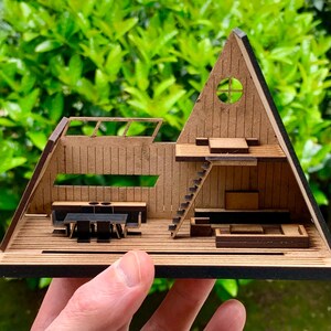Decorative Wooden Mini House, A-frame Tiny House Architectural Model ...